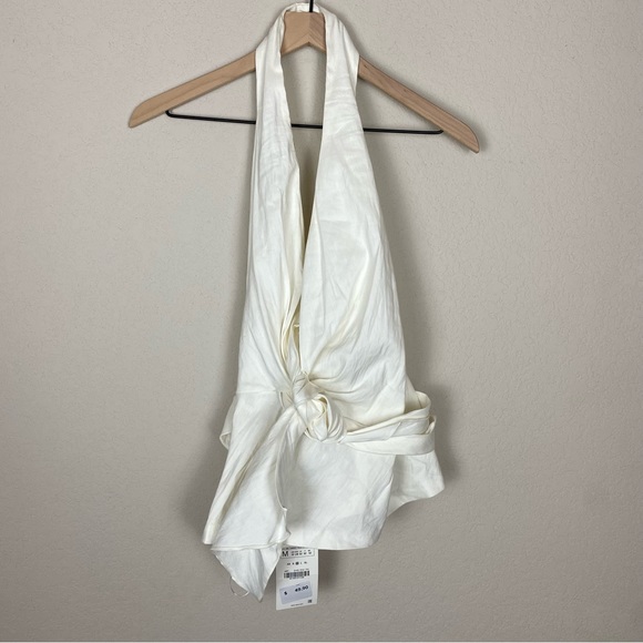 Zara | Tops | Zara White Linen Blend Halter Top Blouse | Poshmark